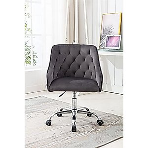 Modern Shell Swivel Chair, Velvet Desk and Chair, Leisure Office Chair Living Room Bedroom (Black)