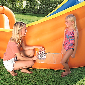 Bestway Hurricane Tunnel Blast Inflatable Water Park Play Center | Includes Big Water Slide, Water Blob, Climbing Wall, and Pool Area | Outdoor Summer Fun for Kids & Families