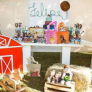 BANBALLON Farm Animal Party Favor Bags Barnyard Birthday Goodie Treat Bags Reusable Gift Bags for Farm Theme Birthday Party Classroom Baby Shower Supplies, Pack of 24