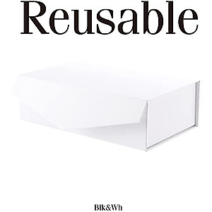 BLK&WH Gift Box 9.5x5.5x2.9 Inches, Gift Box with Lid, White Gift Box, Bridesmaid Proposal Box, Collapsible Gift Box with Magnetic Lid (Matte White)