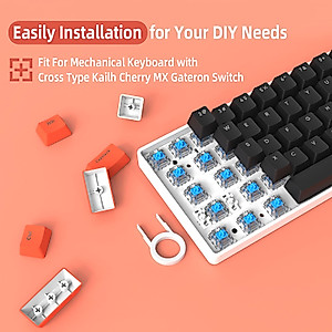 108 Key Custom PBT Keycap Set Double Shot OEM Profile for 61/68/87/98/100/104Key TKL 60% and Full Size Cherry Gateron Kailh Outemu Cross Type Switch US Layout Mechanical Keyboard (Orange Black White)