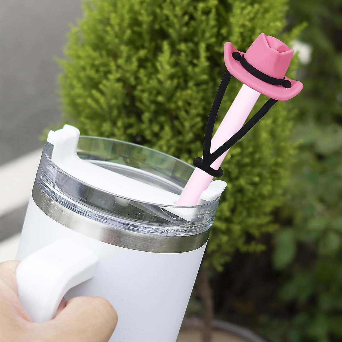 4PCS Silicone Cowboy Hat Straw Covers Toppers for Stanley Cups 30&40 Oz Tumbler Accessories,Silicone Straw Caps Reusable Straw Tips Protectors for Stanley Cup 10mm 0.4in Straws