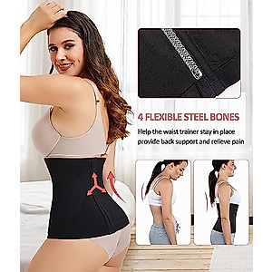 AOSBOEI Women Waist Trainer Shapewear Tummy Control Waist Cincher Sport Girdle Body Shaper Postpartum Recovery Belt (Small-Medium) Black