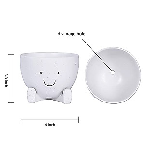 AIMEBBY Face Flower Pot Face Head Planter for Indoor Plants Succulent Planters with Drainage Hole Resin Planter 4 Inches
