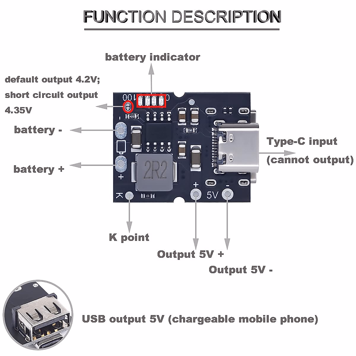 DKARDU 10 pcs Type-C USB 5V 2A Boost Converter Module Step-Up Power Module LED Display Charge and Discharge Integrated Lithium Battery Charging Protection Board with Type-C to USB Cable