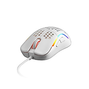 HK Gaming NAOS M Ultra Lightweight Honeycomb Shell Ambidextrous Wired RGB Gaming Mouse 12 000 cpi | 7 Buttons | 59 g (Naos-M, White)