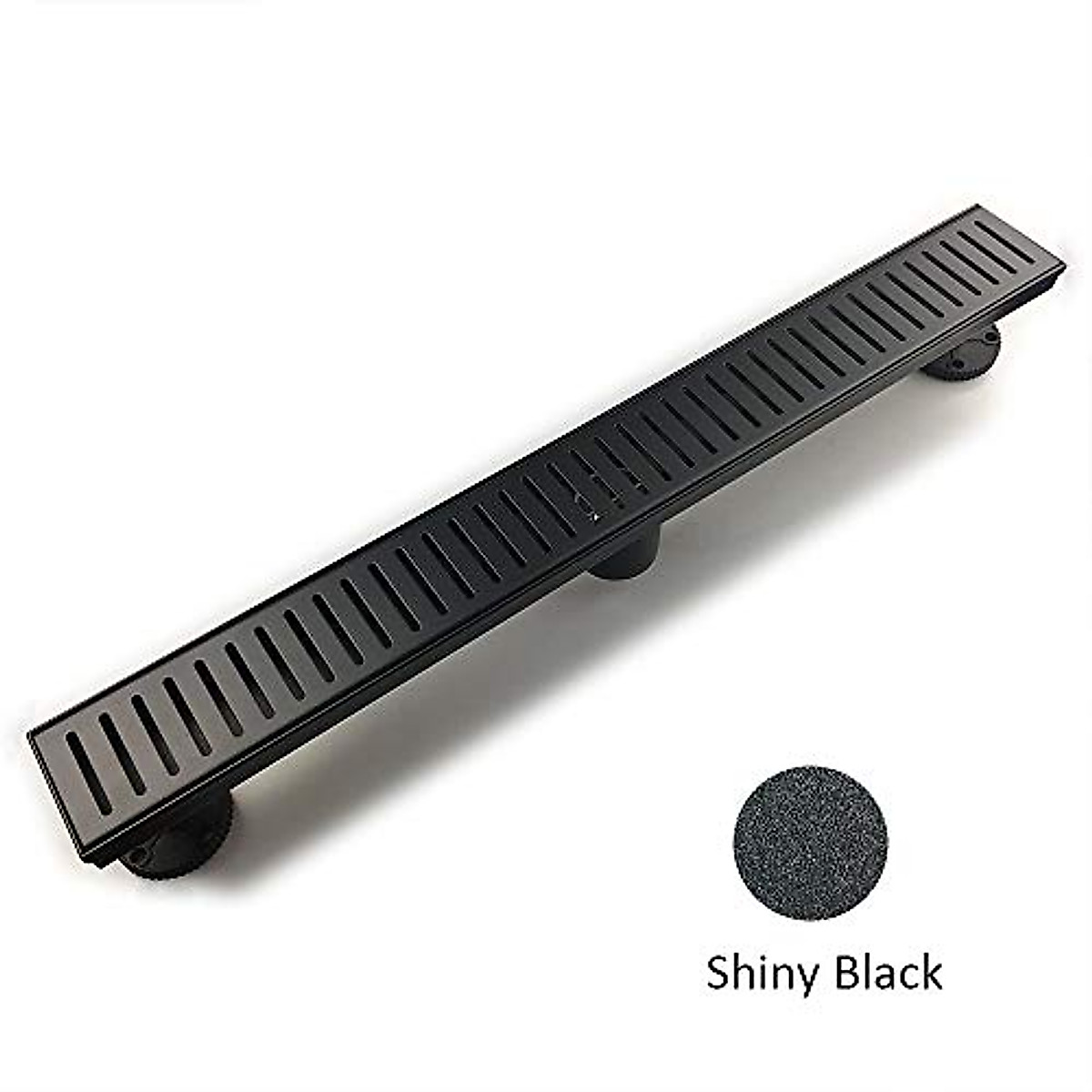 Neodrain Professional Black 24-Inch Linear Shower Drain Manufacturer with Removable Capsule Pattern Grate, 304 Stainless Steel Rectangle Shower Floor Drain- Adjustable Leveling Feet,Hair Strainer