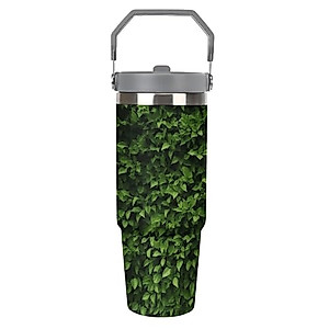 WITHSBKK 30oz Car Cup Hedge Printed with Portable, Stainless Steel Travel Mug, Vacuum Insulated Tumbler And Straw, Leakproof for Car & Outdoor, UV Printed Design