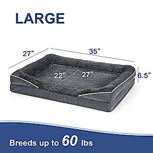 Arien Dog Bed, Dog Beds for Large Dogs, Orthopedic Bolster Couch Pet Bed for Large Dogs, Removable Washable Cover, Nonskid Bottom Couch, Dog Sofa Bed for Comfortable Sleep