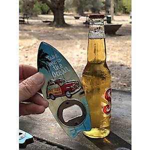 Beer Bottle Cap Opener , Set of 2 Surfboard Decorative Bottle Shape Beer Openers Beer Gift for Surfer Men Women