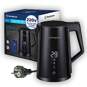 Westinghouse 220 volts Kettle -Smart -Double Wall-Variable Temperature kettle - Stainless steel interior and cool touch exterior 1.7 LIter 220v 240 volt (NOT FOR USE IN USA)