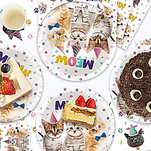 41pcs Cat Party Supplies ,include 20 Plates, 20 Napkin and 1pcs Tablecloth,Used for Birthday Party Decoration (Cat EEE)