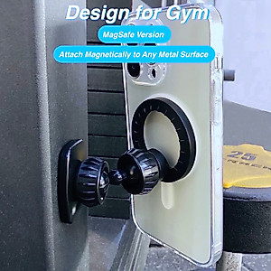 ARMOLABX Gym Magnetic Phone Holder Mount for MagSafe, Dual Magnetic Phone Holder for Gym Attach to Metal Surface, Gym Phone Holder Compatible with iPhone 15 14 13 12 Pro Plus Max MagSafe Case