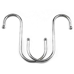 LQJ PRO S Closet Scrach 16 Pack Heavy Duty Length 3 15/16" Metal Rustproof Sturdy Versatile Hooks for, Hanging Jeans Pots Pans Kitchen Utensils from Wire Shelving or Pot Rack, Silver