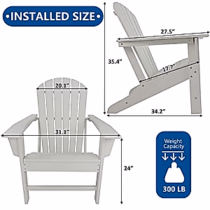 PIZATO Modern Adirondack Chair, HDPE Material Weather Resistant Not Fade & Crack Composite Adirondack Chairs Fire Pit Chairs for Backyard Garden Lawn Porch, White