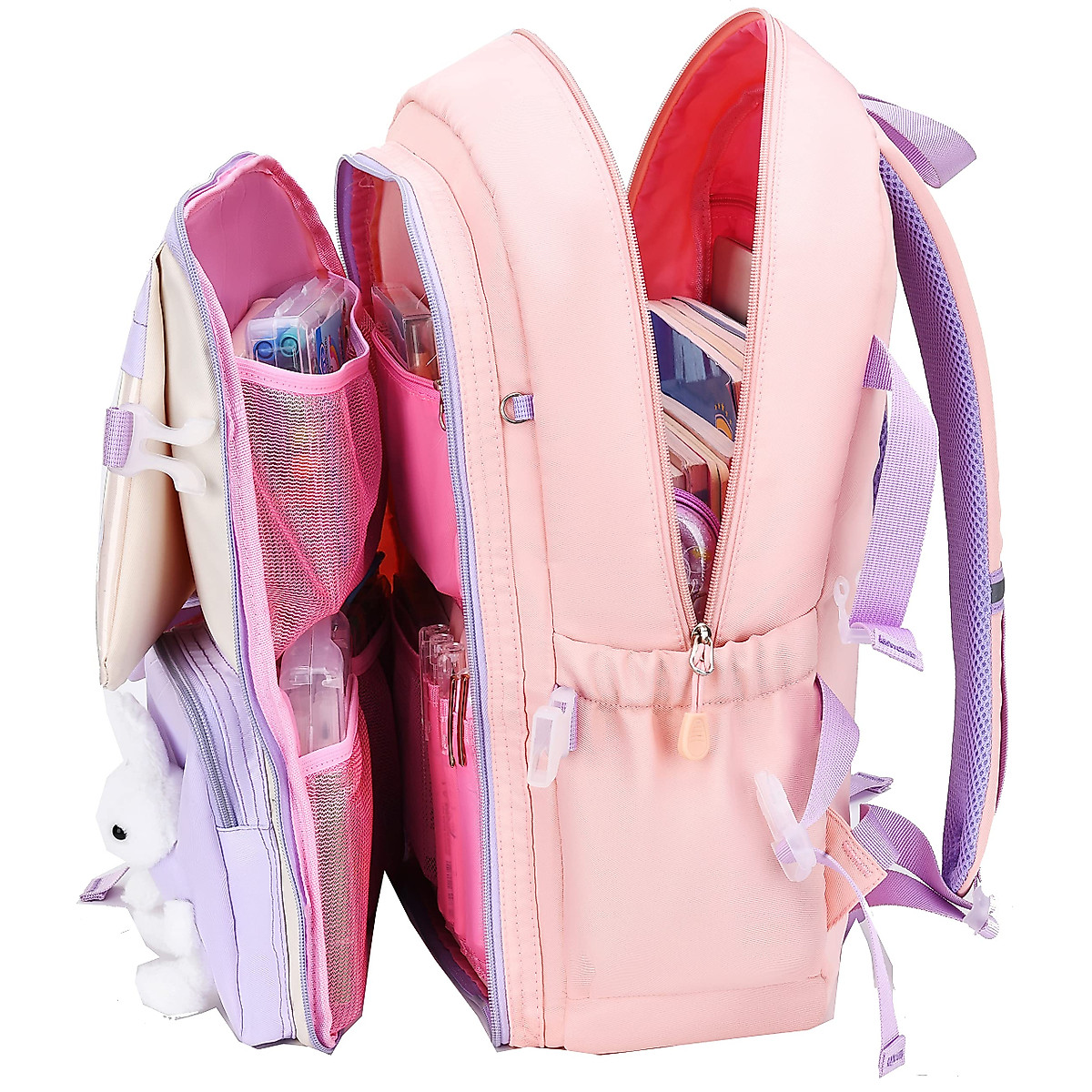 nine-tailed fox Bunny Backpack for Girls,Cute Backpack Little Girl Kindergarten Preschool Elementary School Bookbag Set (Only Backpack Pink)