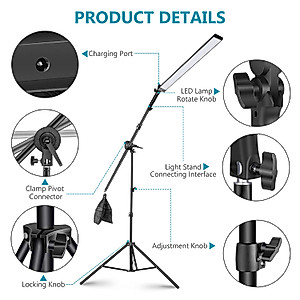 Neewer 3-Pack 60 LED Video Lighting Kit with Adjustable Brightness, 2.24 Meters Light Stand