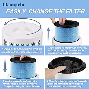 MK01 MK06 Replacement Filter Compatible with AROEVE MK01/MK06 DH-JH01 and ToLife TZ-K1 Air Purifier 4-in-1 True Hepa Replacement Filter Standard Version, 4 Pack, Blue