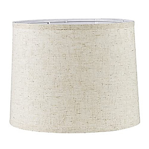 Natural Linen Lamp Shades Set of 2, 11.6 x 12.6 x 9.8 Inch Fabric Drum Lampshades Hand Crafted Medium Lampshade Covers Required Assembly for Table Lamp, Bedside Lamp, Floor Lamp, Spider Fitter, Flaxen