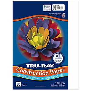 Pacon Tru-Ray Heavyweight Construction Paper, White, 9" x 12", 50 Sheets