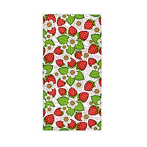 Lhammer Spring Floral Strawberries Kitchen Hand Towel Summer Flowers Vintage Bathroom Hanging Towel 30x15 Inch Super Absorbent Guest Fingertip Towel Washcloth Holiday Decor Soft for Yoga Spa Gym