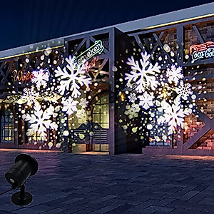 MOSOY Christmas Snowflake Projector Lights, Snowfall Projector LED Lamp Outdoor, Rotating White Snow Decoration Spotlights, IP65 Waterproof Night Light, for Christmas, Halloween,Wedding, Party