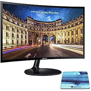 SAMSUNG 24 Inch Curved Computer Monitor, LC24F390FHNXZA LED Screen 60Hz Full HD 1080P Gaming Slim Design for Home and Office use, Wholesalehome Mouse Pad Included Black