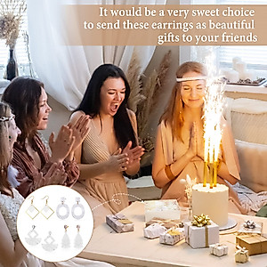 4 Pairs White Earrings for Women Layered Tassel Dangle Earrings Bohemian Geometric Earrings Mottled Hoop Bead Earrings (Elegant)