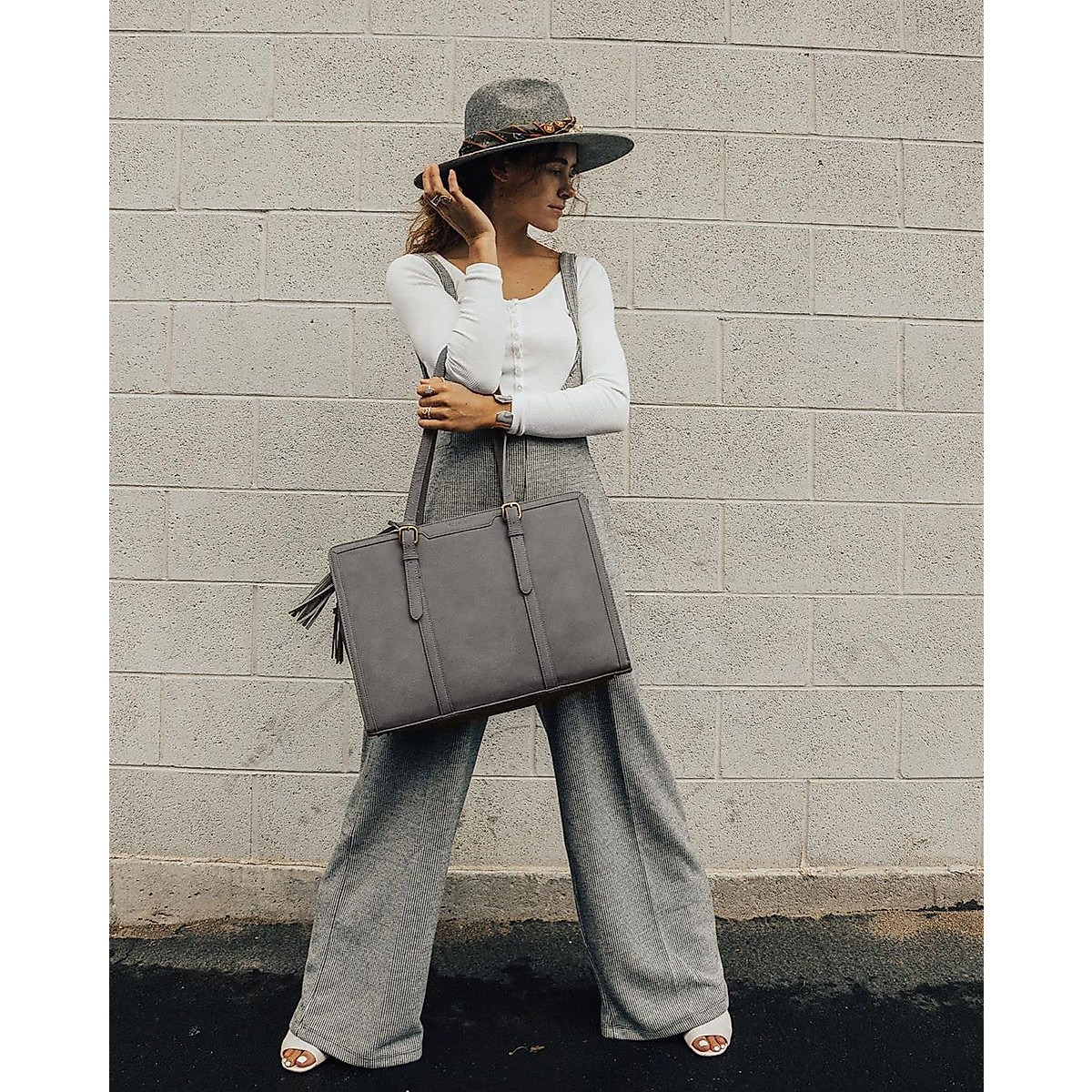 ECOSUSI Laptop Tote Fits Up to 15.6 Inch Briefcase for Women Office Handbags large Capacity with 3 Layer Compartments