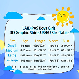 LAIDIPAS Boys Girls T-Shirt Kid Funny 3D Colorful Tee Shirts Animal Design Short Sleeve Top Tee Size 8-10 Years