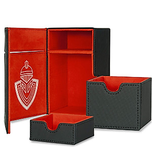 Card Guardian - Premium 100 Card Deck Box with Dice Compartment for Trading Card Games TCG (Black) Compatible with Magic the gathering (MTG), Commander Deck, Yugioh Deck Box, Sports Cards Binder
