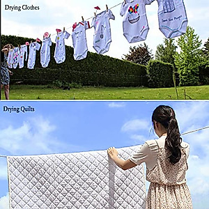 50 Ft Clothesline Long Clothes Line, Cotton Clothesline Rope Laundry Line Rope Craft Drying Rope Adjustable forCamping Travel & Home Use DIY Rope as Candle Replacement Wick Laundry Line Dryer Rope