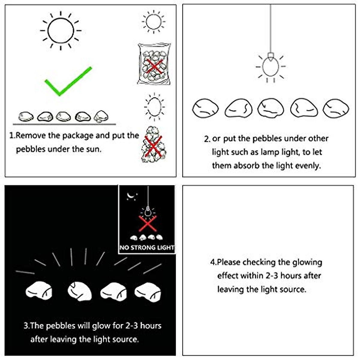 Ebliiny 500 Pcs Glow in The Dark Garden Pebbles, Gardening Luminous Glow Stones Outdoor Decor Glowing Water Fish Tank Gravel (Green)