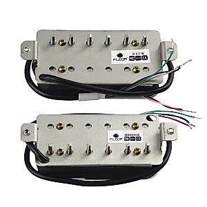FLEOR Alnico 5 Guitar Pickup Double Coil Humbucker Pickups Neck and Bridge Set White