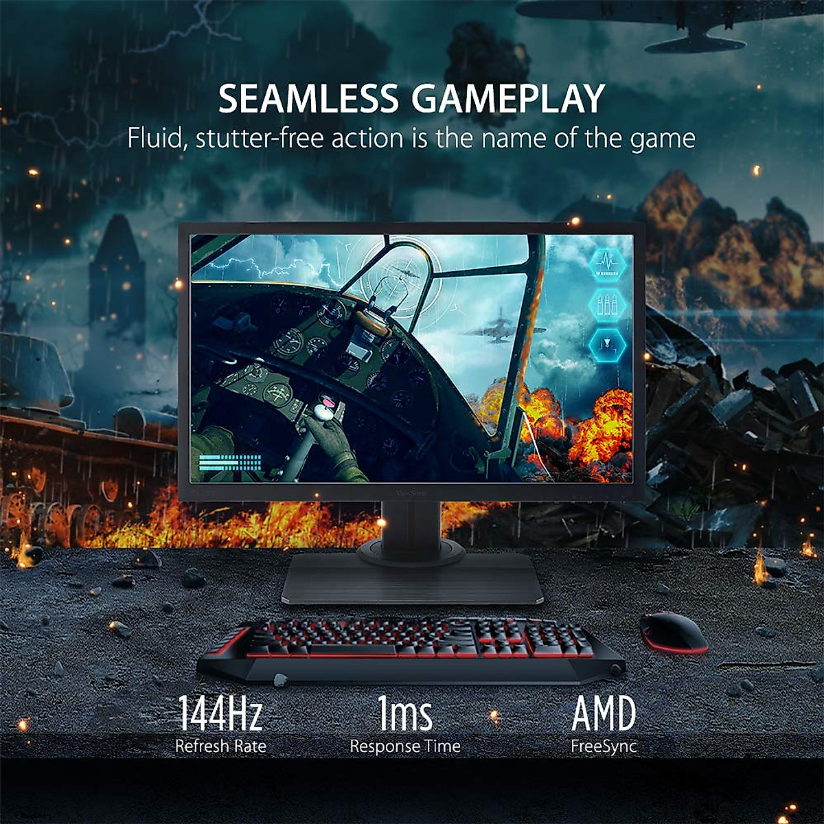 ViewSonic Elite XG240R 24 Inch 1080p 1ms 144Hz RGB Gaming Monitor with FreeSync Eye Care Advanced Ergonomics for Esports (Renewed)