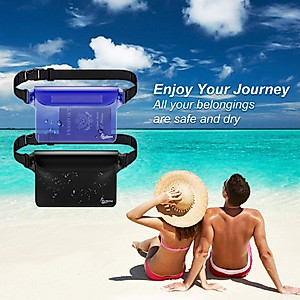 Waterproof pouch Waterproof Waist Pouch 2-Pack Waterproof Fanny Pack Beach Accessories Safe & Dry for Boating Swimming fishing Kayaking Snorkeling Beach Keep Your Phone and Valuables Dry