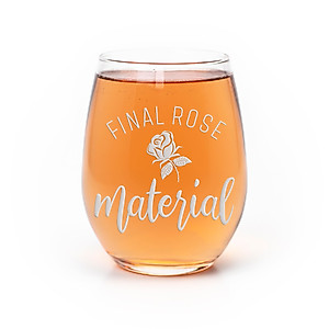 Final Rose Material Bachelorette Stemless Wine Glass - Bachelorette Gift Ideas, Gift Bachelorette Party, Unique & Creative Bachelorette Gift