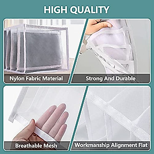 3 Pcs Washable Wardrobe Clothes Organizer Closet Organizers and Storage Drawer Organizer Clothes Bedroom Drawer 7 Grids Foldable White Mesh Separation Box Large Medium Size for Clothing Jeans T-shirts