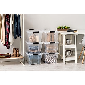 IRIS USA 6 Pack 32qt Clear View Plastic Storage Bin with Lid and Secure Latching Buckles