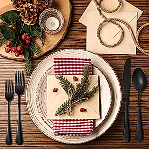 30 Piece Black Silverware Set, Stainless Steel Flatware Utensil Sets for 6, Black Cutlery Set Includes Forks Spoons Knives, Mirror Polished, Dishwasher Safe