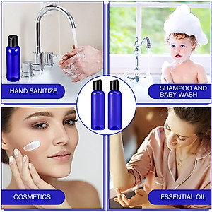 50pcs 4oz Empty Plastic Travel Bottles with Disc Top Flip Cap Small Travel Size Bottles Blue Plastic Bottles Refillable Empty Containers for Shampoo Lotion Liquid Body Soap Cream Toiletries
