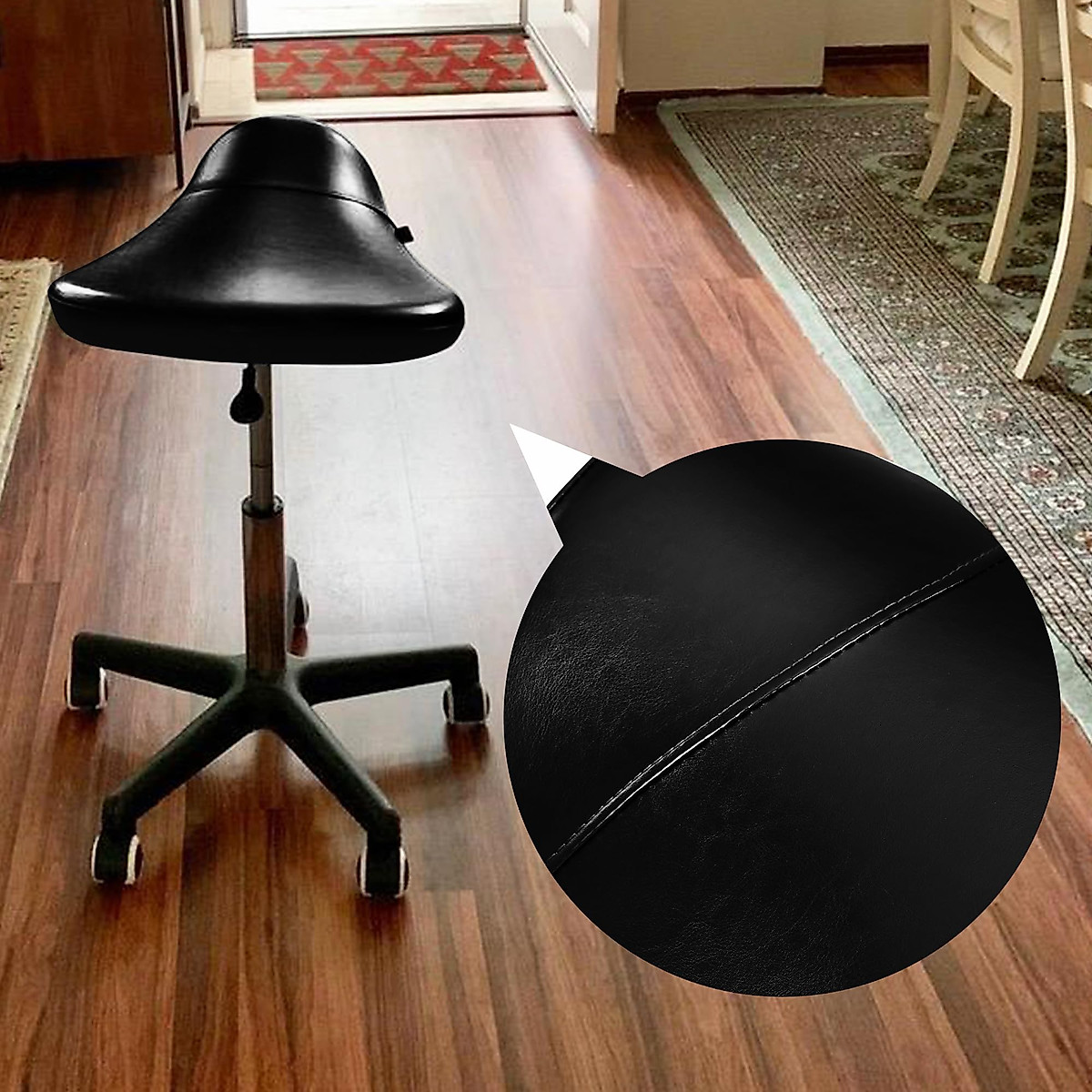 Master Massage Ergonomic Swivel Saddle Rolling Hydraulic Stool in Black