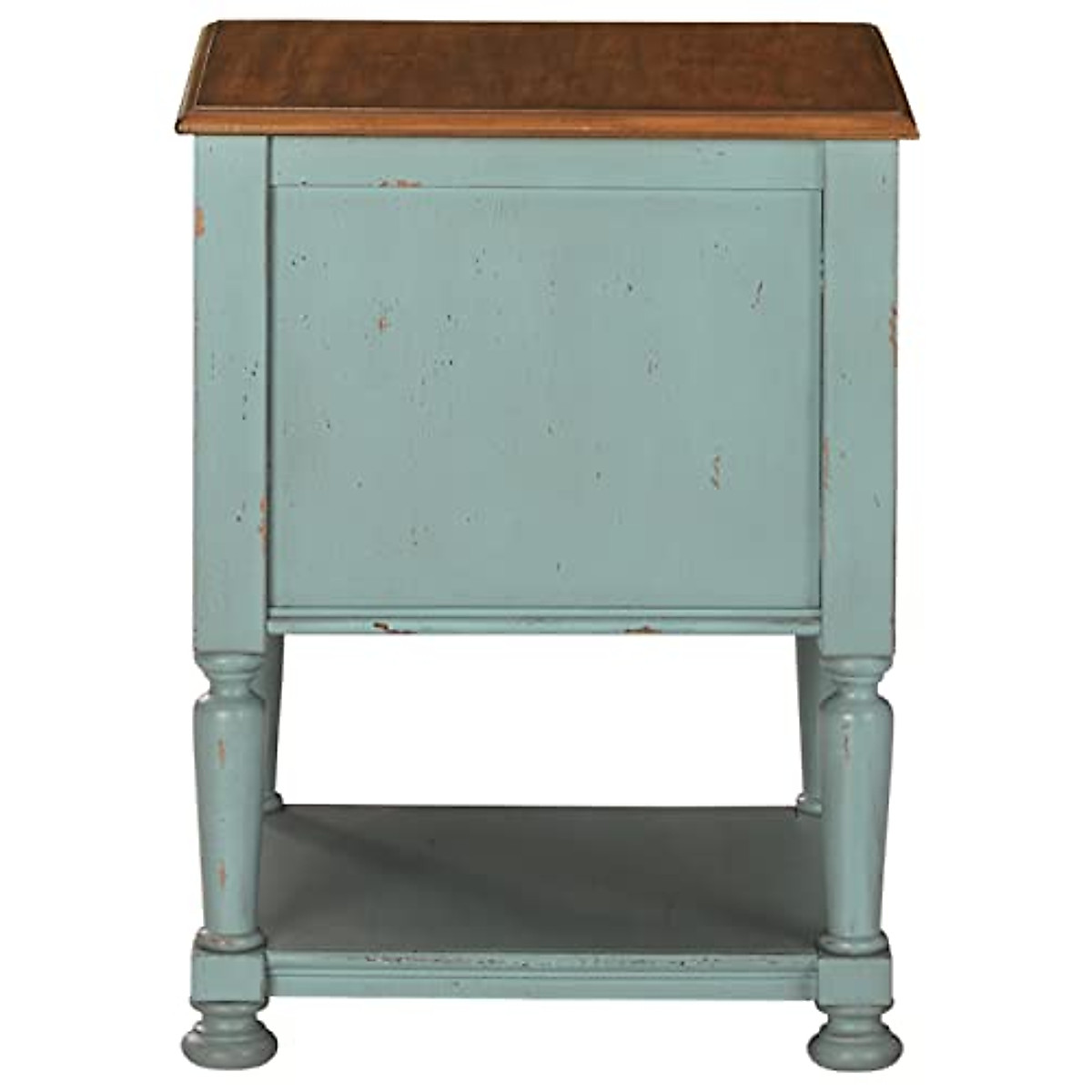 Signature Design by Ashley Mirimyn Farmhouse Accent Cabinet End Table, Teal & Brown