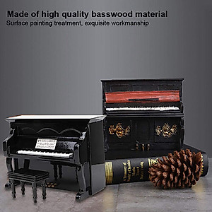 FTVOGUE Miniature Wooden Piano Model Musical Instrument Model Home Decor Ornaments Furniture Scene Accessories