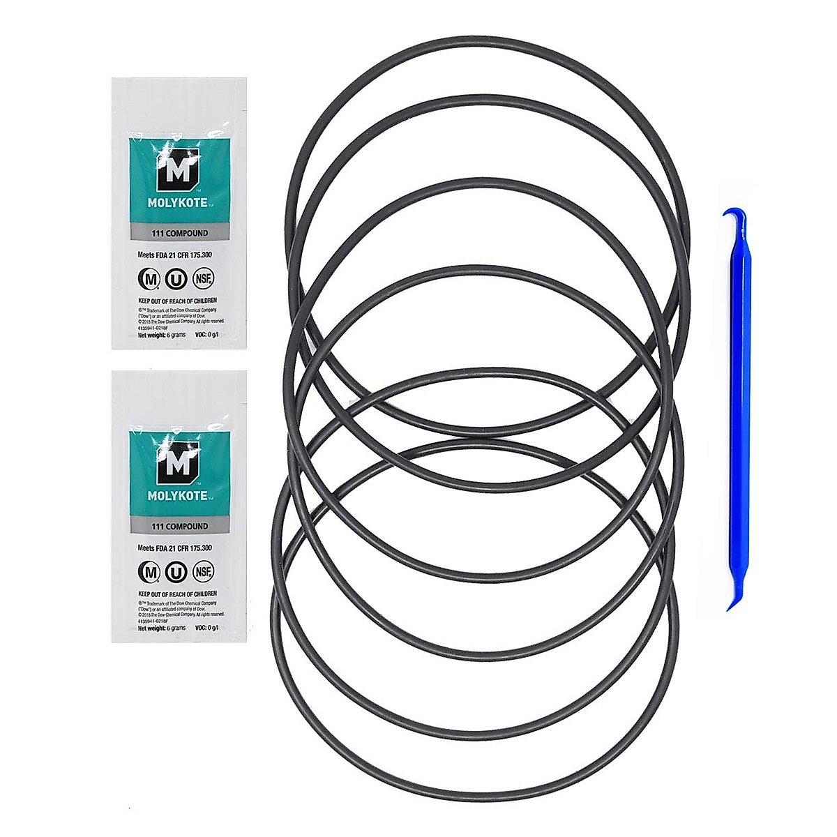 Kinetic Wares HHRING Fits GXWH40L, GNWH38S, GXWH30C, GXWH35F, GNWH38F (6 Pack) with Dow Molykote 111 O-Ring Lubricant and Scratch Free O-Ring Pick Tool