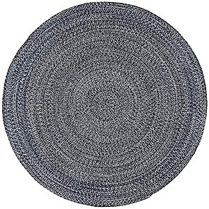 SAFAVIEH Braided Collection 4' Round Navy/Ivory BRD701N Handmade Country Cottage Reversible Cotton Area Rug