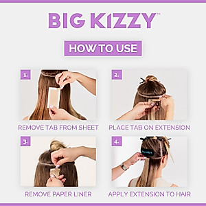 Big Kizzy Hair Extensions Tape - Regular Hold - Fits Most Tape in Hair Extensions, 4cm x .8cm Tape for Extensions, Professional Double Sided Extension Tape