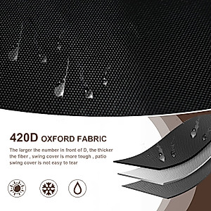 boyspringg Outdoor Swing Cover 3 Seater Waterproof, Patio Swing Cover 87x49x67 Inch, Porch Swing Cover for Outdoor Furniture, Durable Waterproof UV Resistant Weather Protector ( Black )