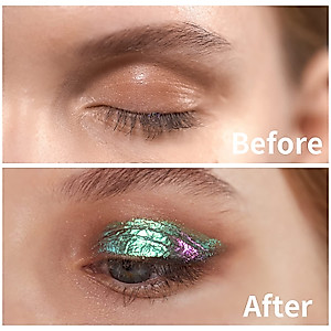 CHARMACY Multichrome Liquid Glitter Eyeshadow, Color Changing Eyeshadow, Metallic Pigmented Long Lasting with No Crease Sparkling Eyeshadow Chameleon Makeup (Pink-Purple-Sliver #11)