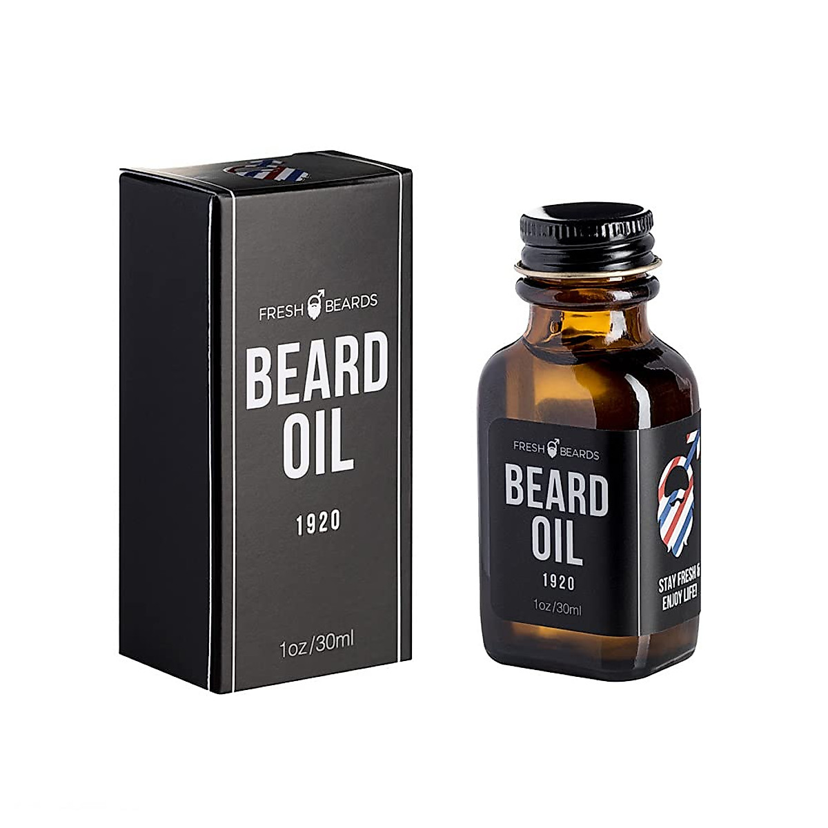 Fresh Beards 1920 Beard Oil - Classic Barbershop Fragrance - Scented Mens Beard and Mustache Oil - Soothing Anti-Itch Moisturizer & Softener for Dandruff Provention and Healthy Beard Growth